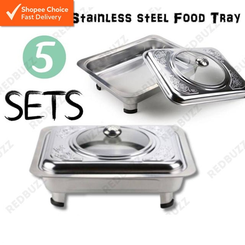 5 Sets 5Litre Buffet Tray– Embossed Food Serving Tray | Buffet Pan ...