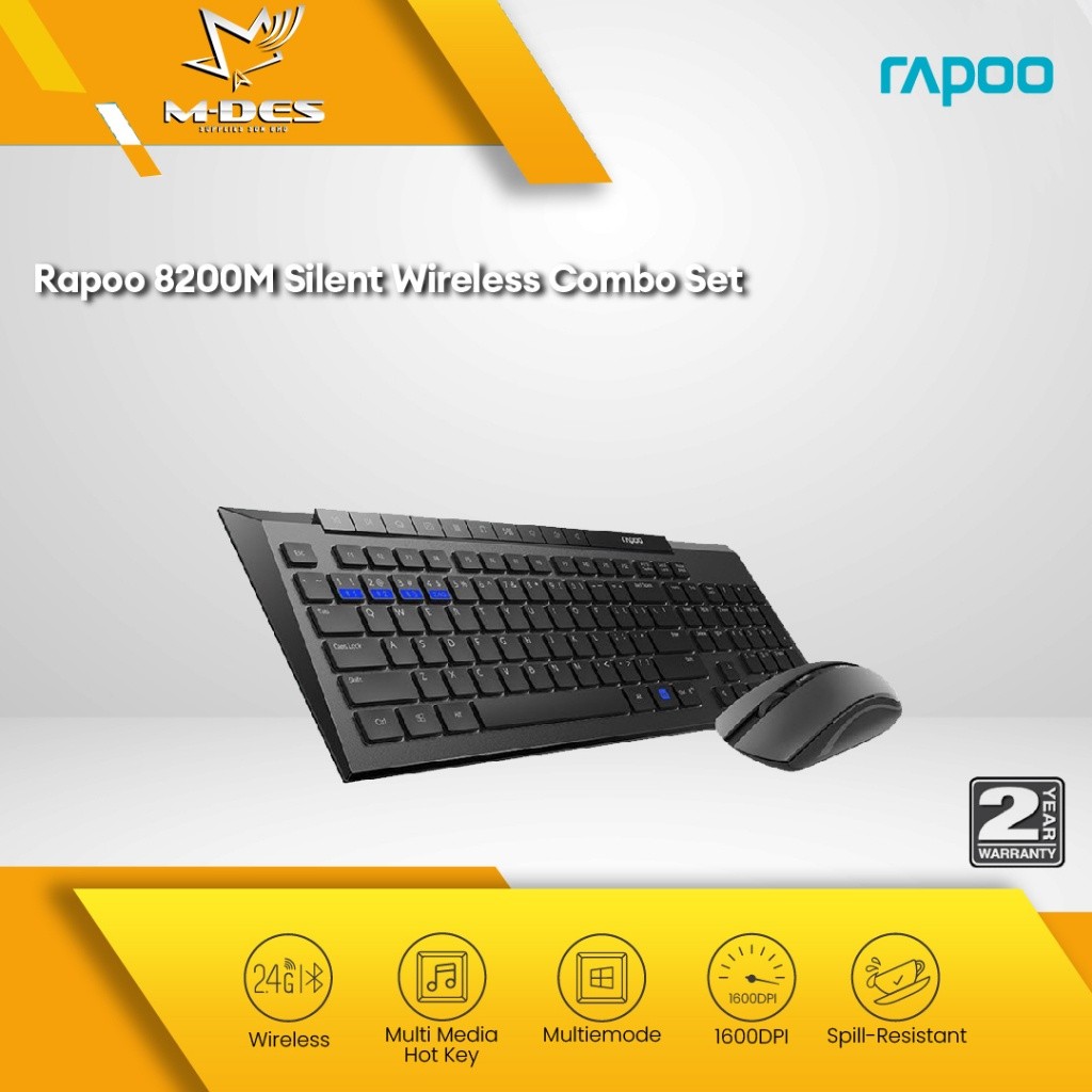 Rapoo 8200M Multi-Mode Wireless Keyboard & Mouse US_Black / 2.4G ...