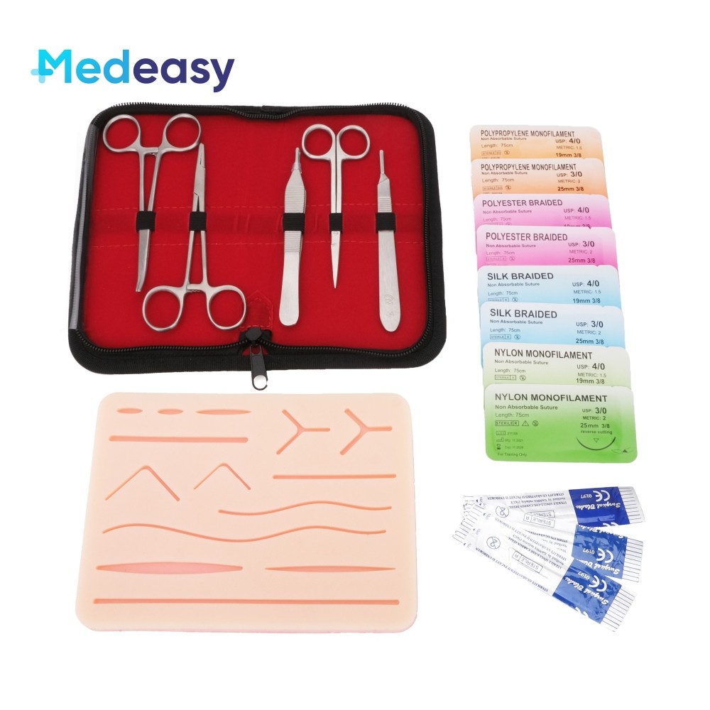 Complete Suture Practice Kit Training with Silicone Suture Pad with ...