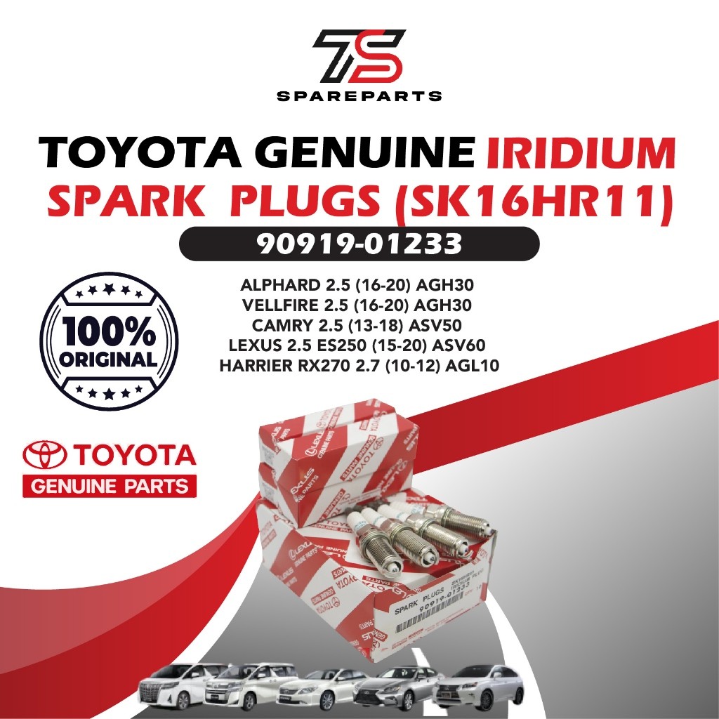 Toyota Iridium Spark Plugs 90919-01233 Alphard/Vellfire/Camry/Lexus/Harrier ASV50,AGH30,ASV60 ...