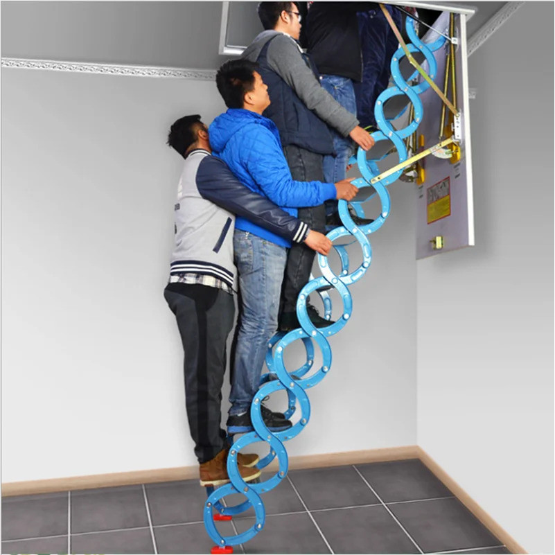 Folding Loft Ladder Stairs 2.5-3m Attic Telescopic Ladder Villa Duplex ...