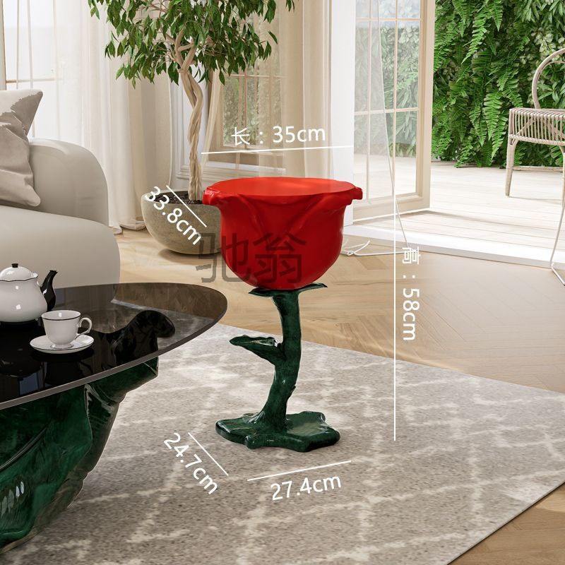 HY-6/h One Red Rose Corner Table Bedroom Bedside Side Table Light Luxury High-Grade Designer ...