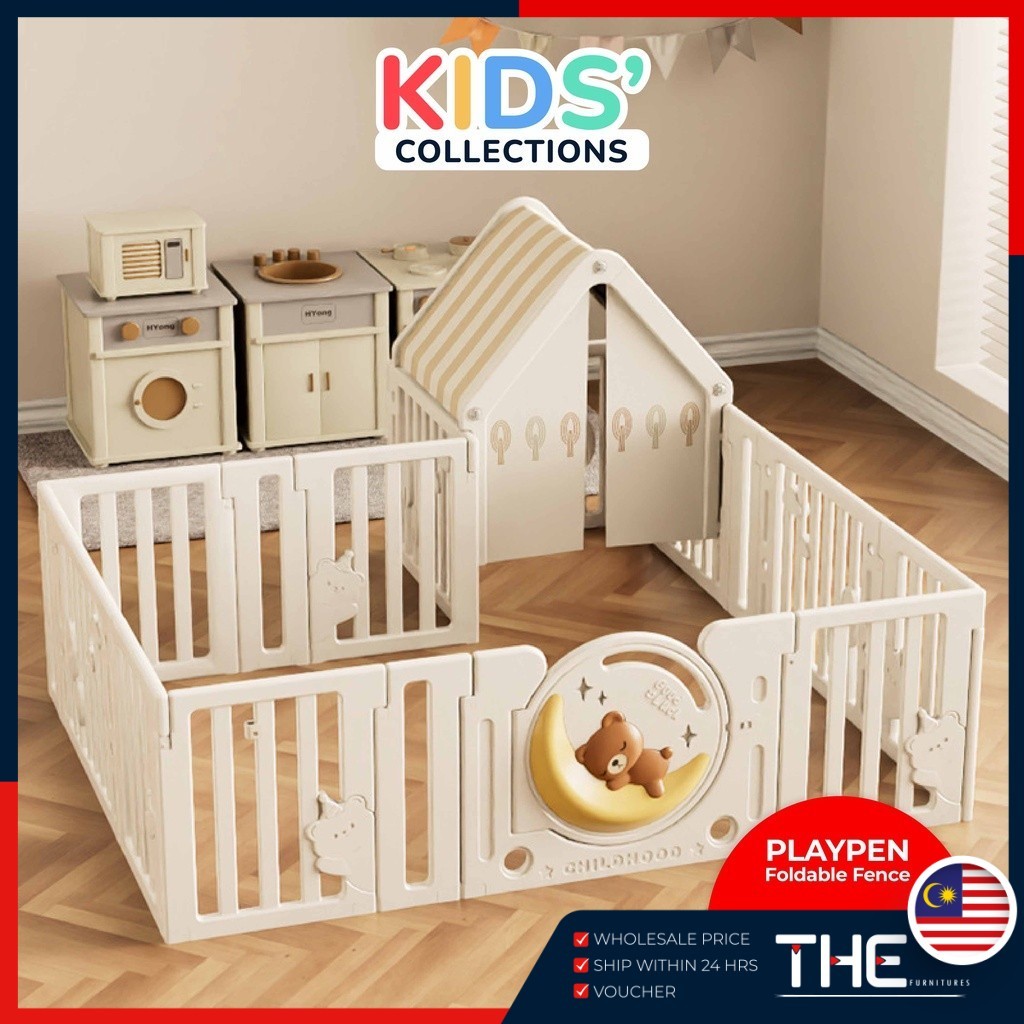 THE Foldable Gaming Kids Fence With Small House Safety Baby Playpen ...