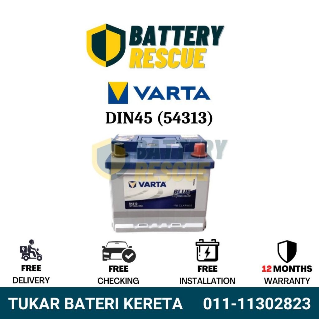 [Installation Available] DIN45 | LN1 | 54313 | Varta Blue Dynamic Car ...