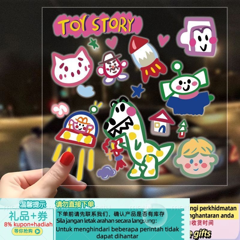 Hand-Painted Cute Cartoon Bear Waterproof Car Stickers Car Motorcycle ...