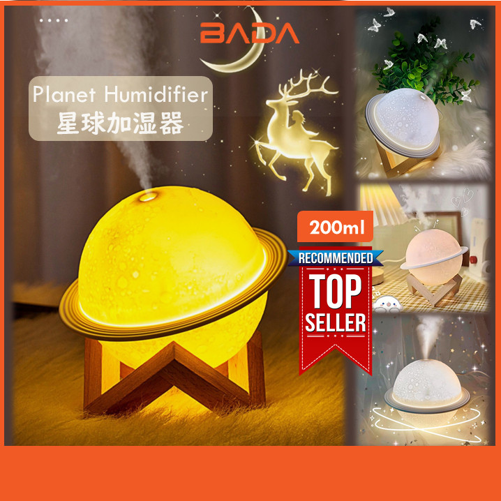 Air Humidifier Planet 3D Moon LED Night Silent Essential oil aroma ...