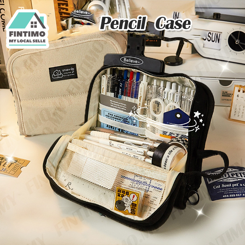 【MY】Pencil Case Box Large Capacity Ins Korean Aesthetic Big Pen Bag ...