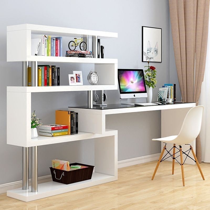 JY-8/Rotating Computer Desk Desktop Home Bedroom Table Simple Bookcase ...