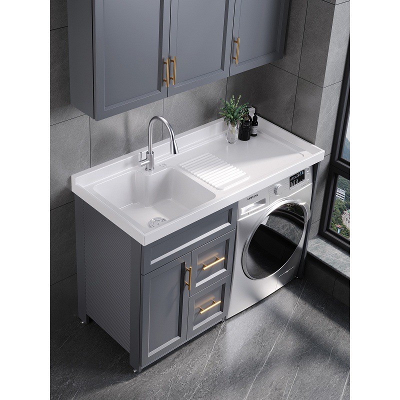 Q-8/Balcony Simple Alumimum Washing Machine All-in-One Cabinet Quartz ...
