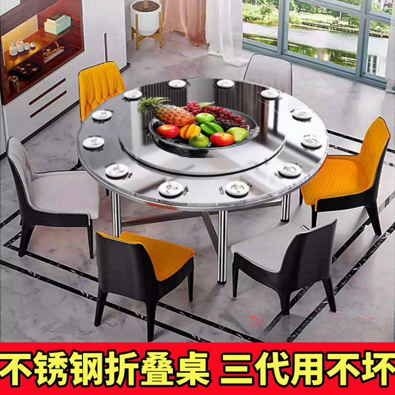 JY-8/Stainless Steel Folding round Table Extra Thick Stall Snack Bar ...