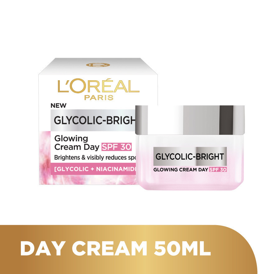 L'OREAL Glycolic Bright Glowing Day Cream SPF30 50ml | Shopee Malaysia