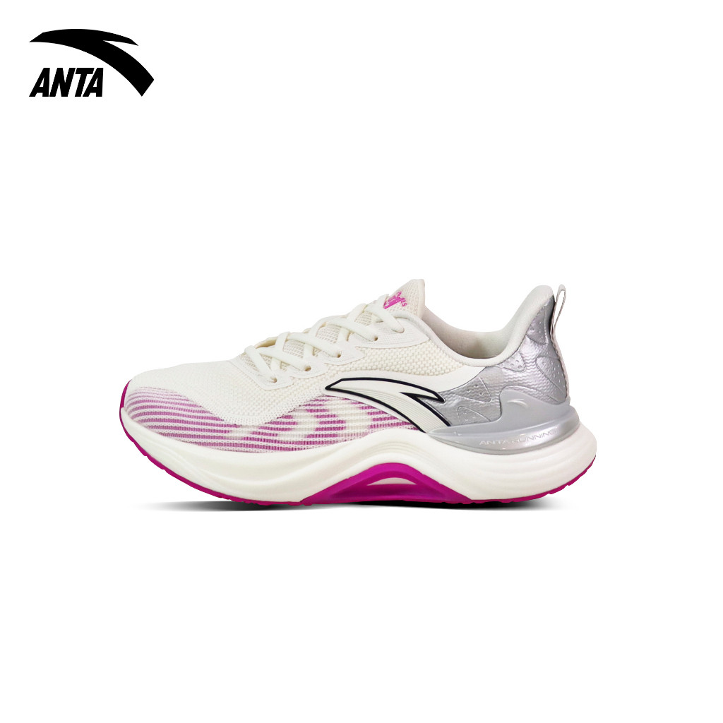 ANTA Women A-tron 2.5 Running Shoes-Ivory White/Silver/Dragon fruit ...