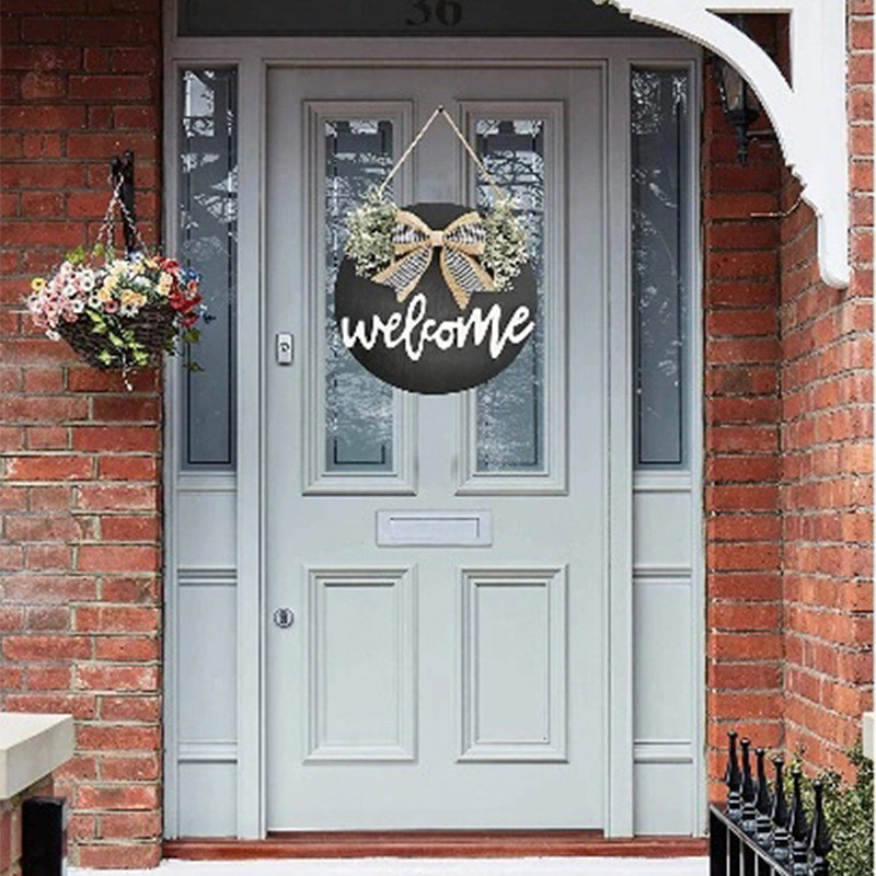 J-H/Wooden Door Sign Solid Wood Garden Wooden Tree Plate Courtyard ...