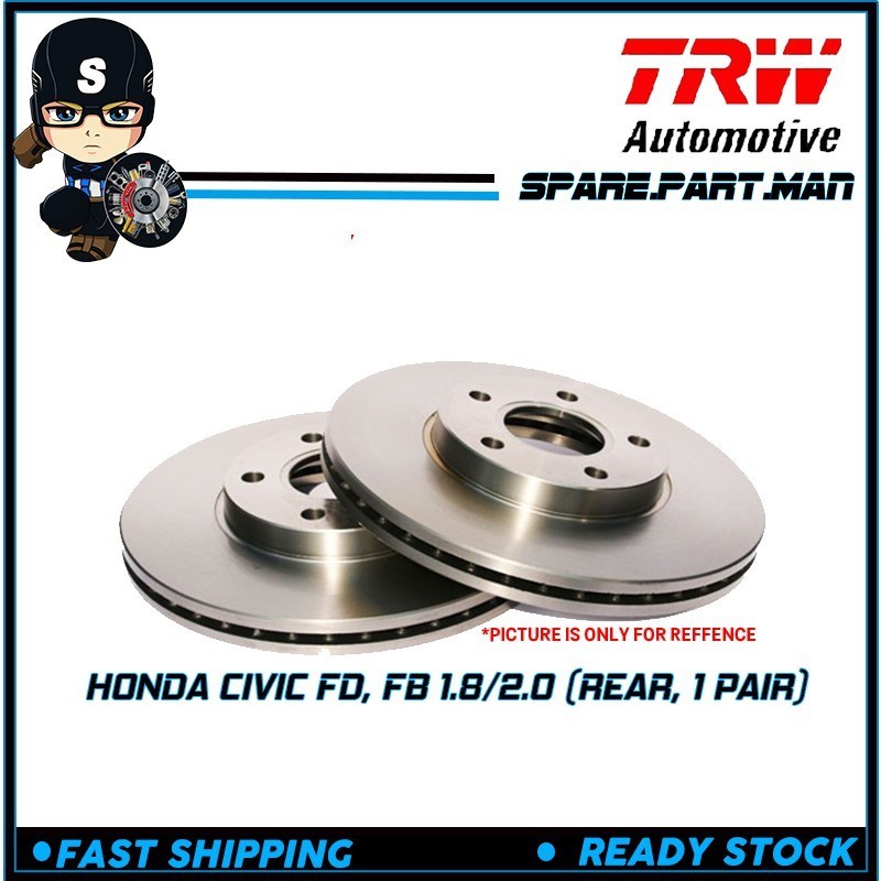 HONDA TRO, SNA 1.8, 2.0 260MM TRW REAR DISC ROTOR SET DF4837 SPM ...