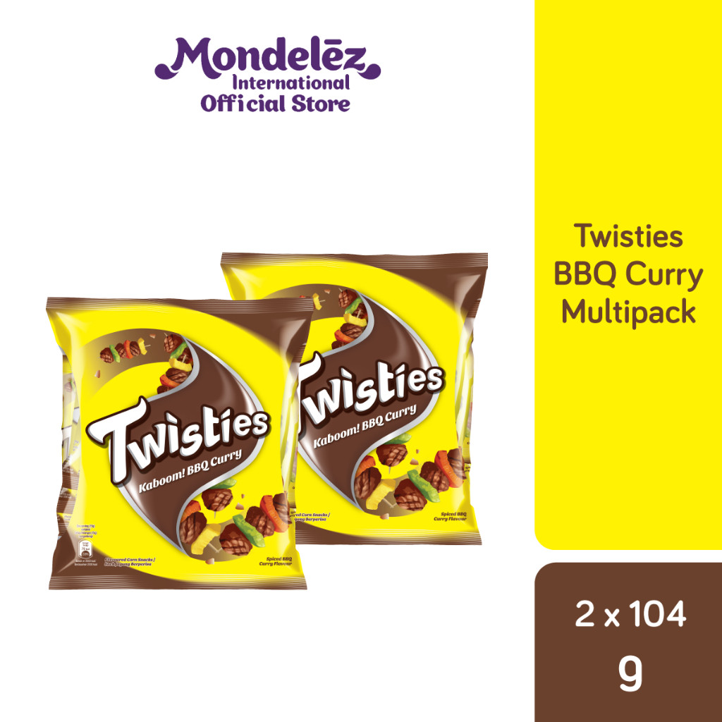 Twisties BBQ Curry/Cheddar Cheese/Chicken Dance Corn Snacks (104g x 2 ...