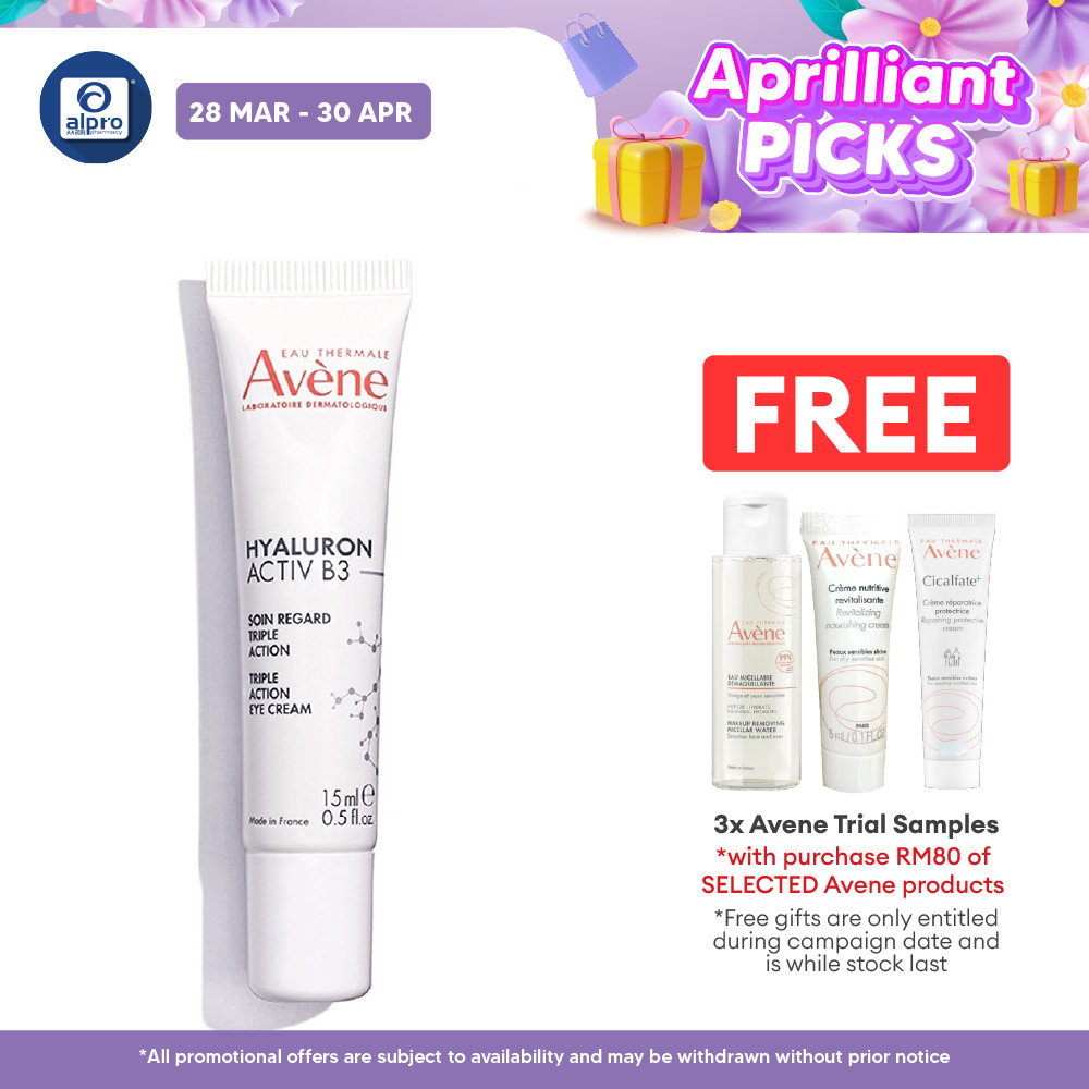Avène Hyaluron Activ B3 Triple Action Eye Cream 15mL | Reduce Wrinkle, Eyebags, Dark Circle ...