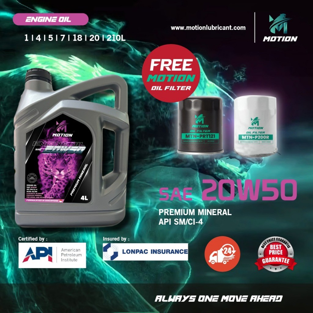 MOTION API SM Mineral Petrol Diesel Engine Oil Car Lubricant (20W50/4L ...