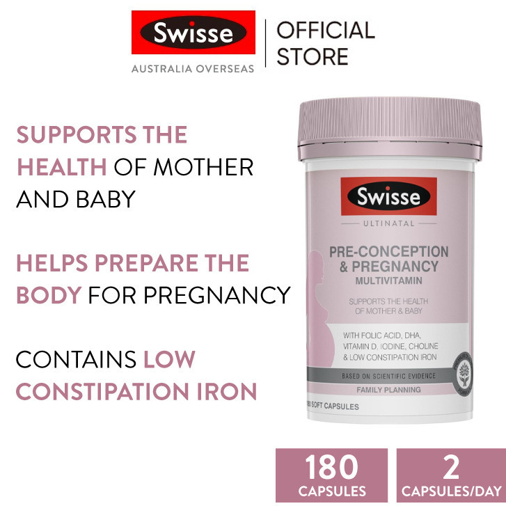 Swisse Ultinatal Pre-Conception & Pregnancy Multivitamin 180 Tablets ...