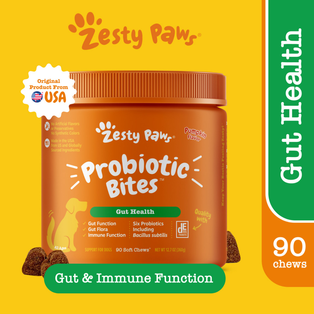 Zesty Paws Probiotic Bites for Dogs Gut Health - Pumpkin Flavor (90 ...