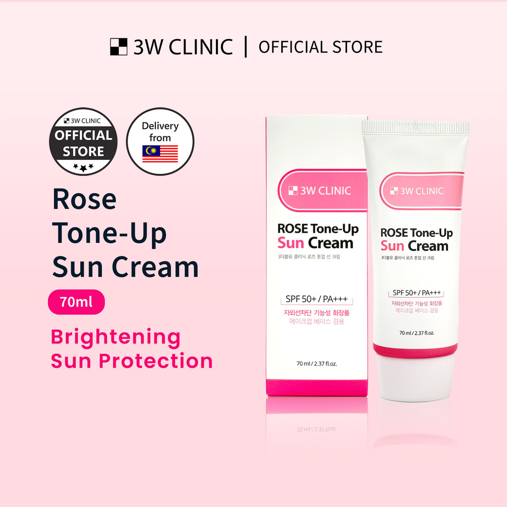 3W CLINIC Sunscreen ROSE Tone-Up Sun Cream SPF50+ PA+++ 70ml Bright Up ...
