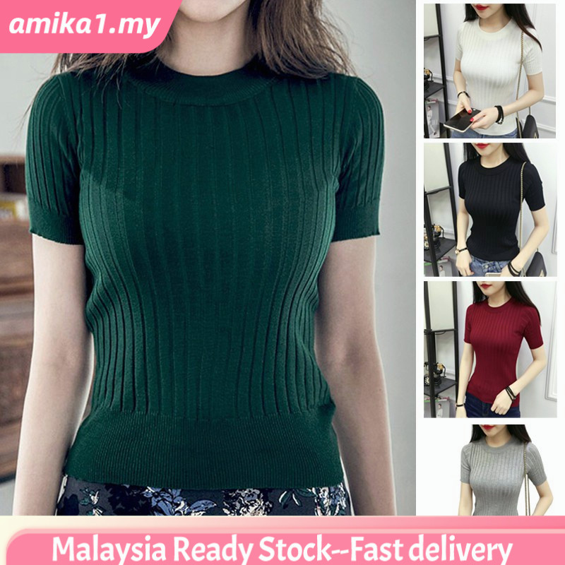MY STOCK & Amika1 All-match Women T-Shirt Summer Tops Fashion Slim ...