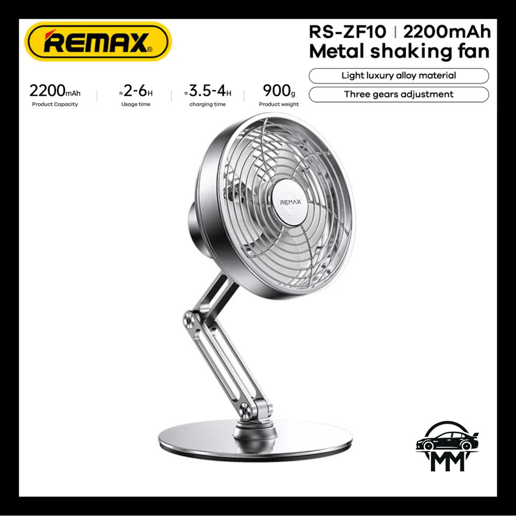 REMAX RS-ZF10 Metal Rotating Fan Rechargeable Portable Desk Fan 360 ...