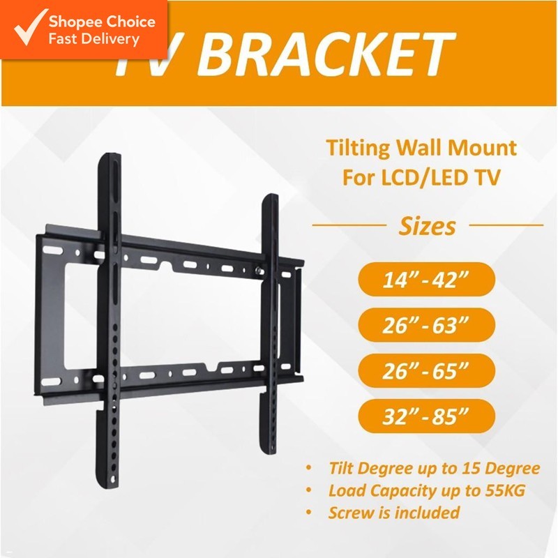Universal LCD/LED TV Wall Mount Bracket (14"–63") – Full Set, Heavy ...