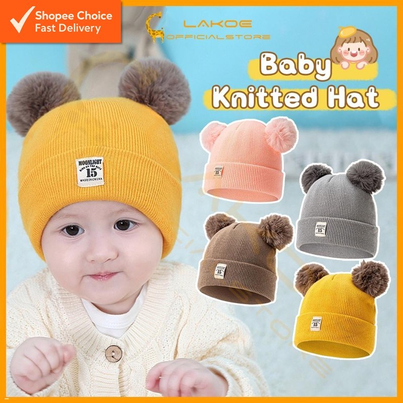 Baby Beanie Hat with Pom Pom – Winter Wool Knit Toddler Snowcap Cartoon ...