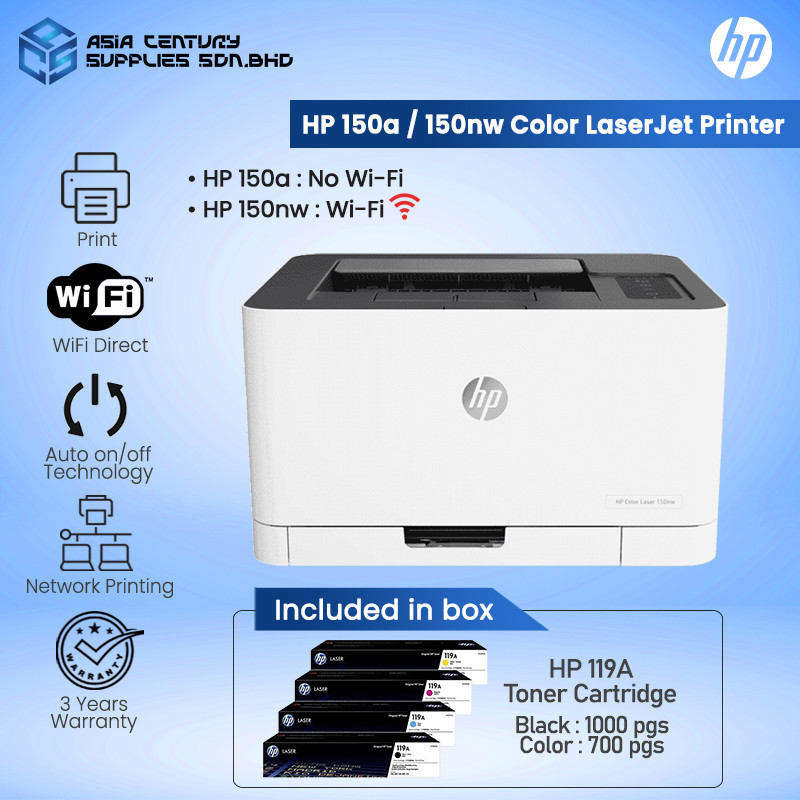 Printer HP 150a 150nw Single Function A4 Color Laserjet Printer / HP ...