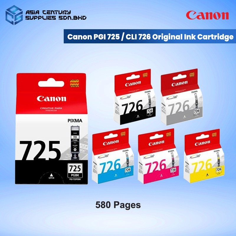 Ink Cartridge Canon PGI-725 CLI-726 Black Cyan Magenta Yellow/ iP4870 ...