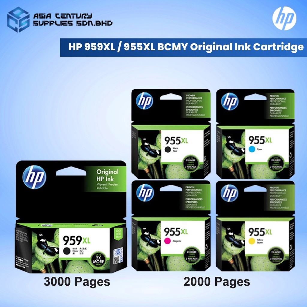 HP 959XL 955XL / Original Ink Cartridge ( Black, Cyan, Magenta, Yellow ) L0S72AA L0S63AA L0S66AA ...