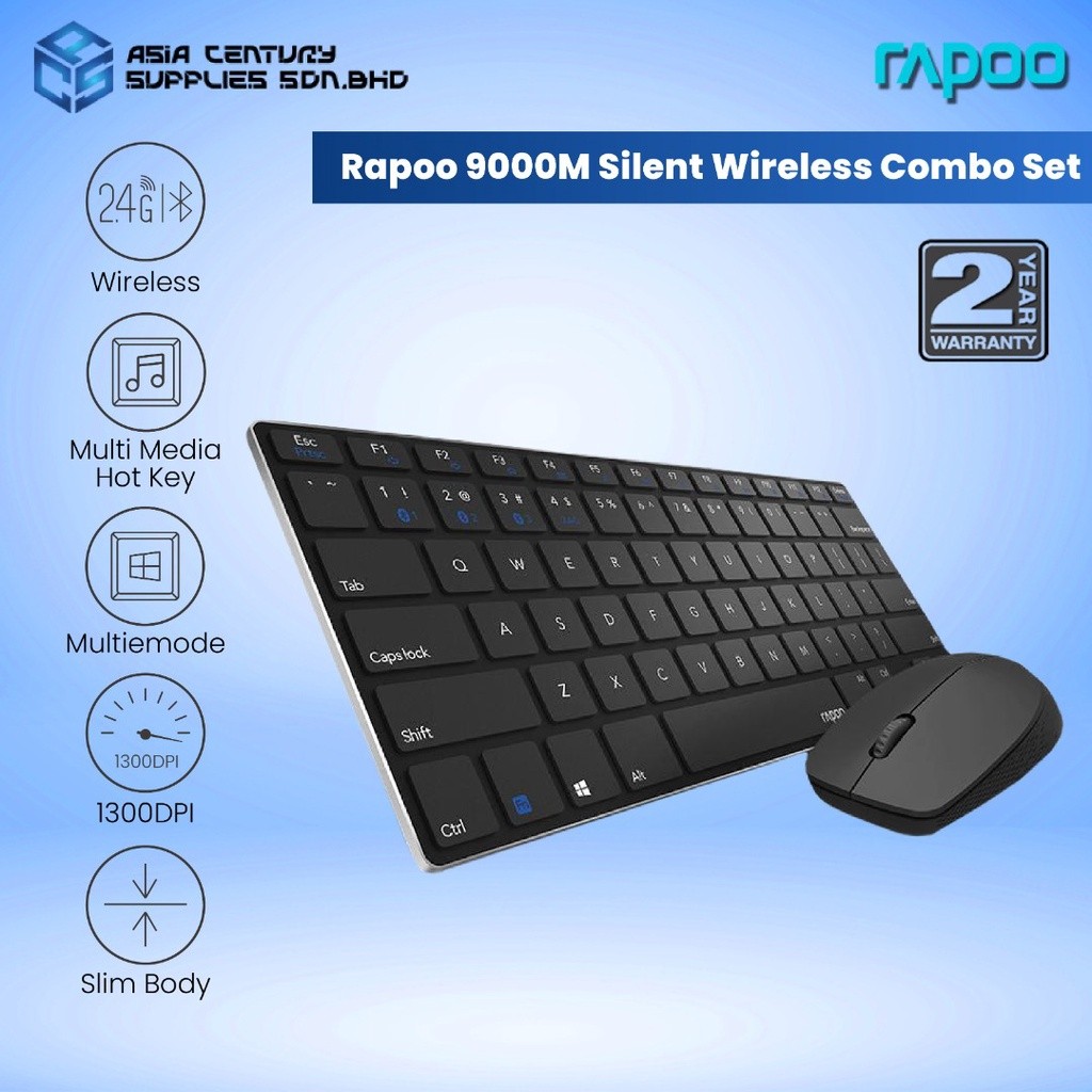 Rapoo 9000M Wireless Mouse + Keyboard (Combo Set) 9000M / Rapoo Combo ...