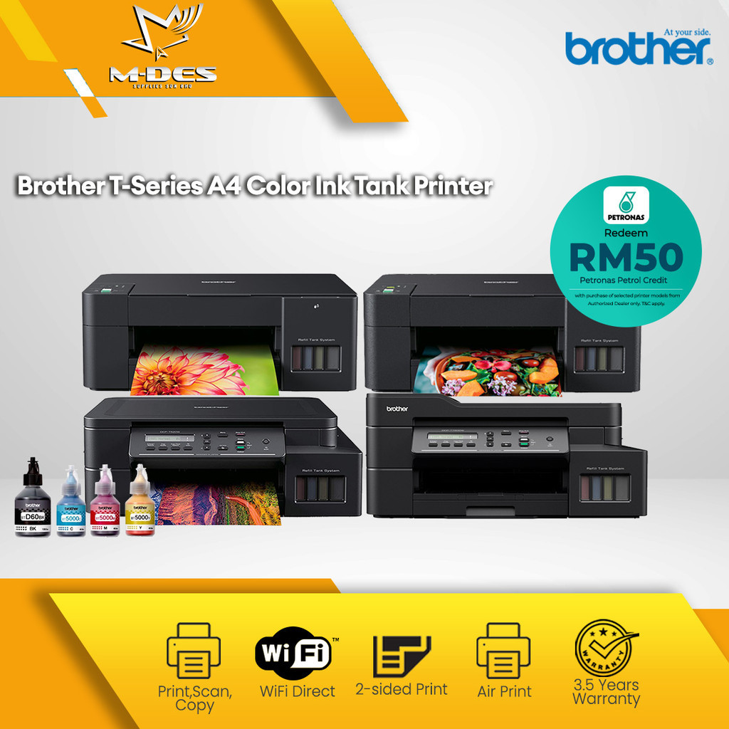 Brother Printer Inkjet DCP-T220 T420W T520W T720DW A4 Refill Ink Tank ...