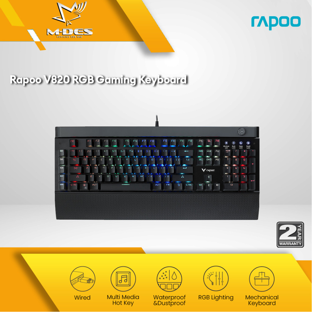 Rapoo V820 Backlit Mechanical Gaming Keyboard / Magnetic Palm Rest / Metal Cover / Full Keyboard ...