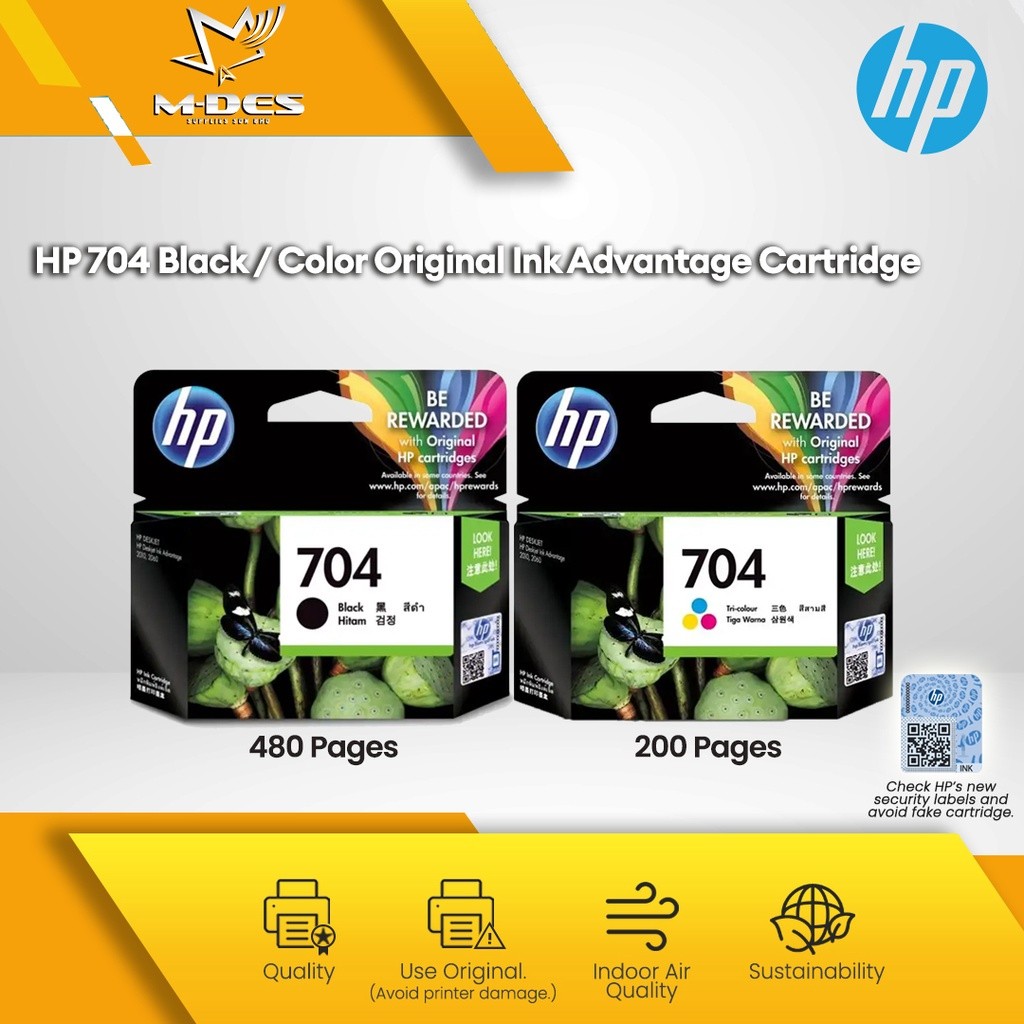 HP 704 Black / Tri-Color Original Ink Advantage Cartridge ( CN692AA ...