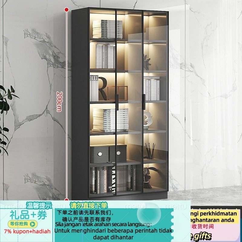 Get 7% coupon+gift】hold Bookcase with Glass Door Floor Multi-Layer ...