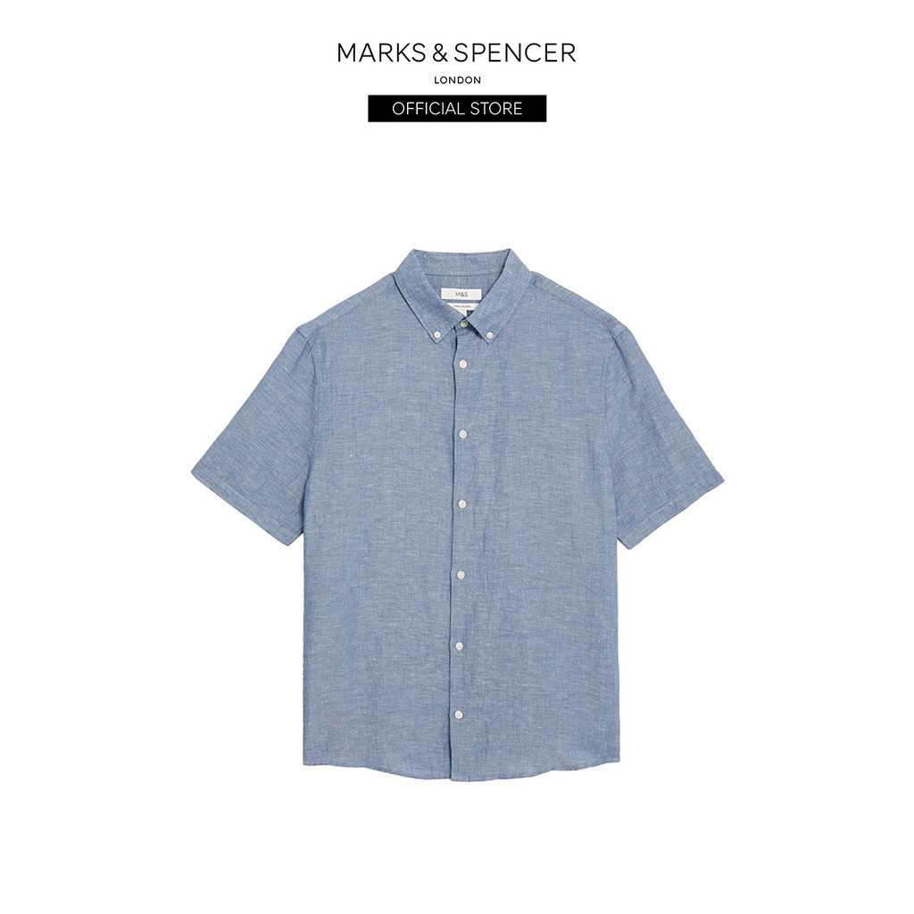 M&S Easy Iron Linen Rich Shirt - T25/2147M | Shopee Malaysia