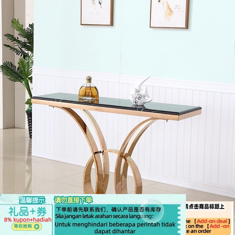 HY@ Italian Mild Luxury Marble Console Stainless Steel Console Table ...