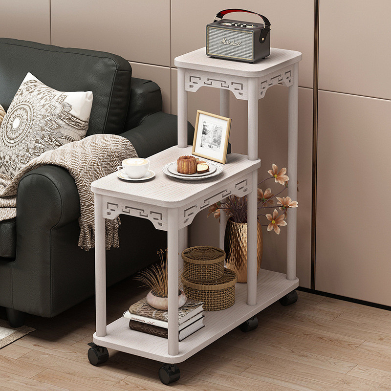 Contact seller/Solid Wood Sofa Side Table Movable Wheeled Trolley Side ...