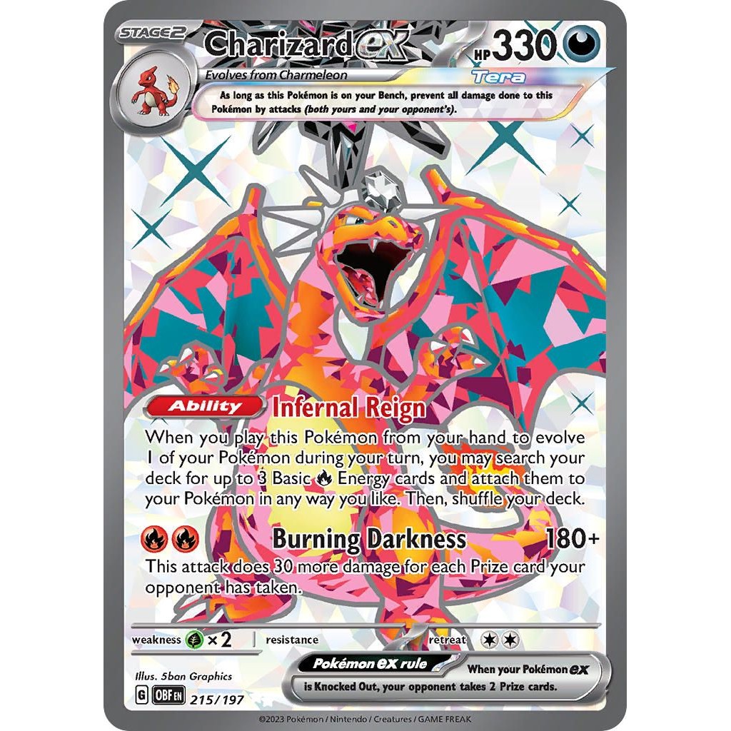 Charizard EX 215/197 tier Silver FA Full Art Paradox Rift (PAR) pokemon ...