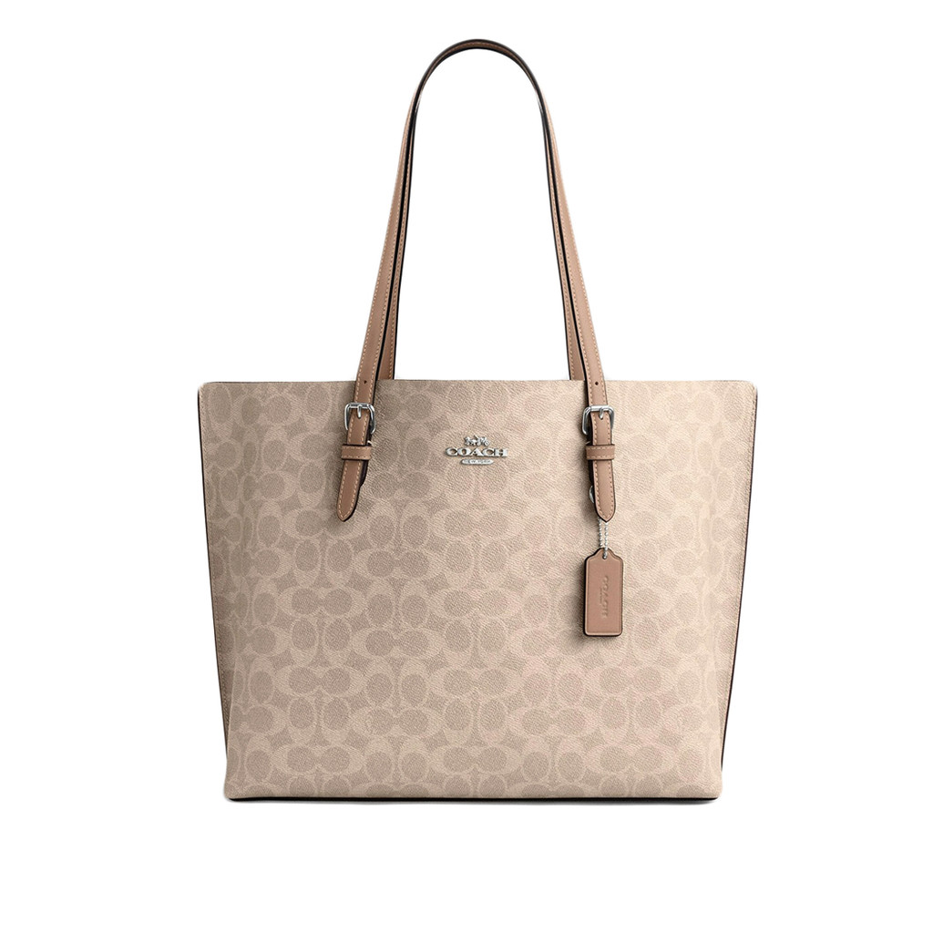 Coach Mollie Tote Bag In Signature Canvas - Sand Taupe | Shopee Malaysia