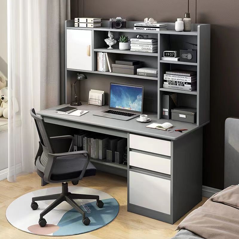Q-8/Desk Bedroom Writing Desk with Bookshelf Bookcase Drawer Integrated ...