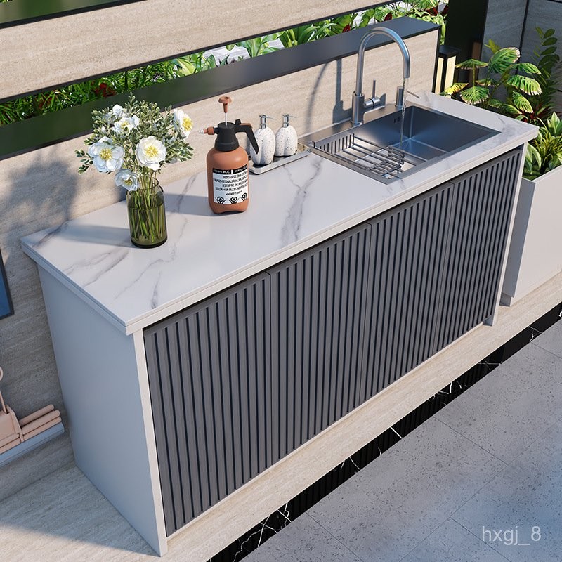 J-H/Outdoor All-Aluminum Alloy Rock Slab Wash Basin Integrated Cabinet ...