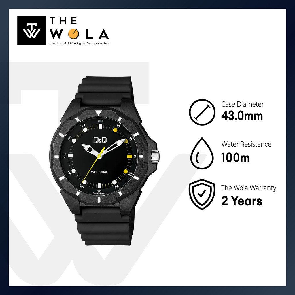 (2 Years Warranty) Q&Q Watch by Citizen V30A-003VY Men Analog Watch Black Resin Strap | Shopee ...