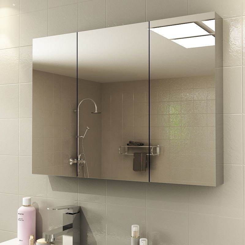 J-H/Steel Bathroom Mirror Cabinet Wall-Mounted Washroom Mirror Box ...