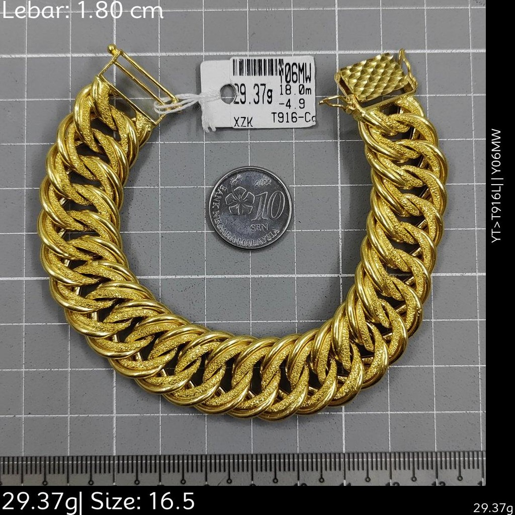 Emas916, R. Tangan Coco Lipan Crps Gch H Crps 1.9 cm Kt 7609 P472 16.5 | Shopee Malaysia