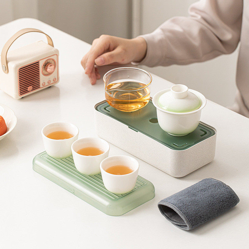 J-H/Jadeite Women's Travel Tea Set Camping Portable Tea Drinking ...