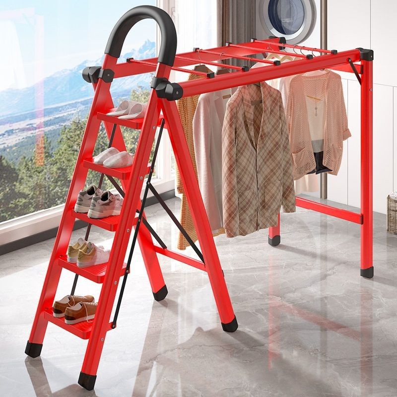 J-H/Ladder Clothes Drying Rack Dual-use Indoor Multi-functional Folding ...
