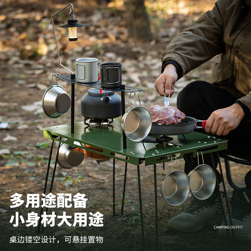 J-H/Outdoor Lightweight IGT Tactical Folding Table Portable Blackened ...