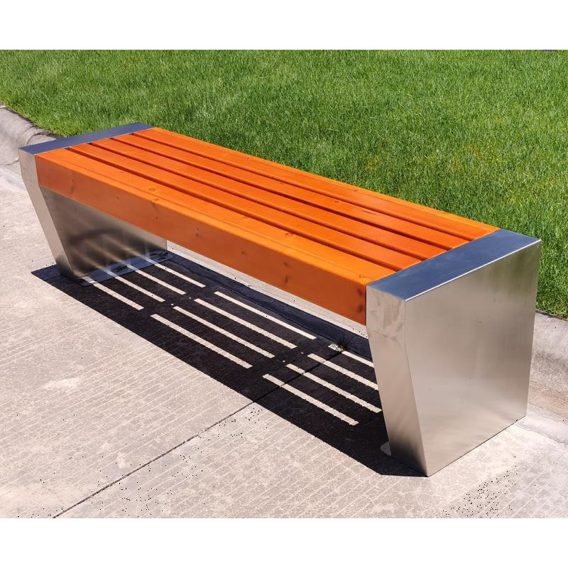 J-H/Stainless Steel Park Bench Outdoor Square Plastic Wood Leisure ...